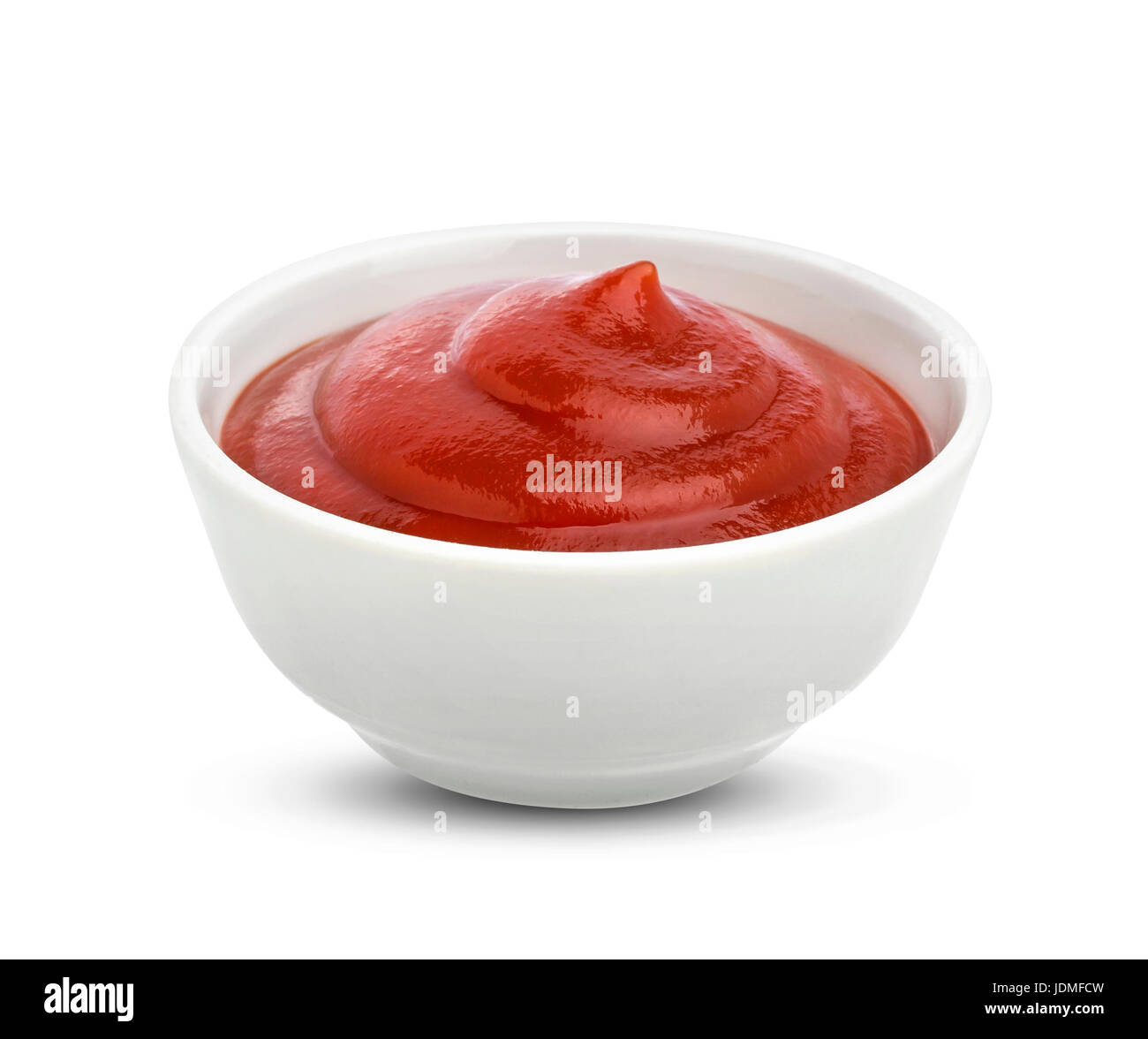 Ketchup in bowl isolated on white background. Portion of tomato sauce ...