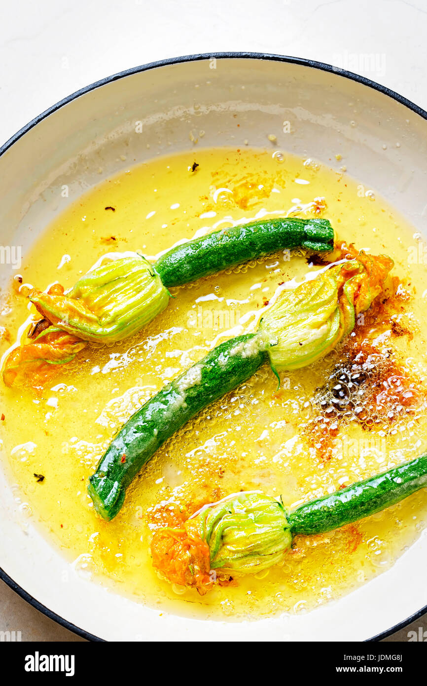 Deep fried courgette flowers hi-res stock photography and images - Alamy