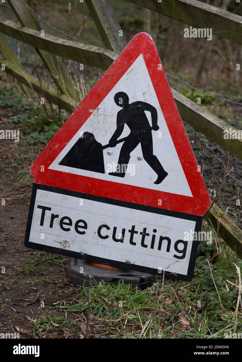 A tree cutting sign Stock Photo - Alamy