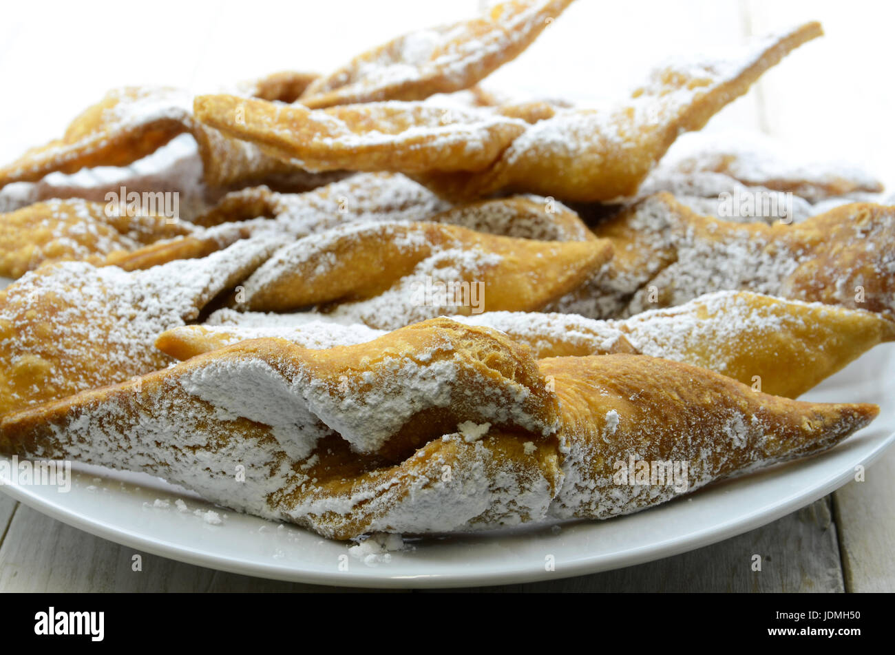 Chrust (faworek) funnel cake - Polish fried cookie (a kind of cracknels ...