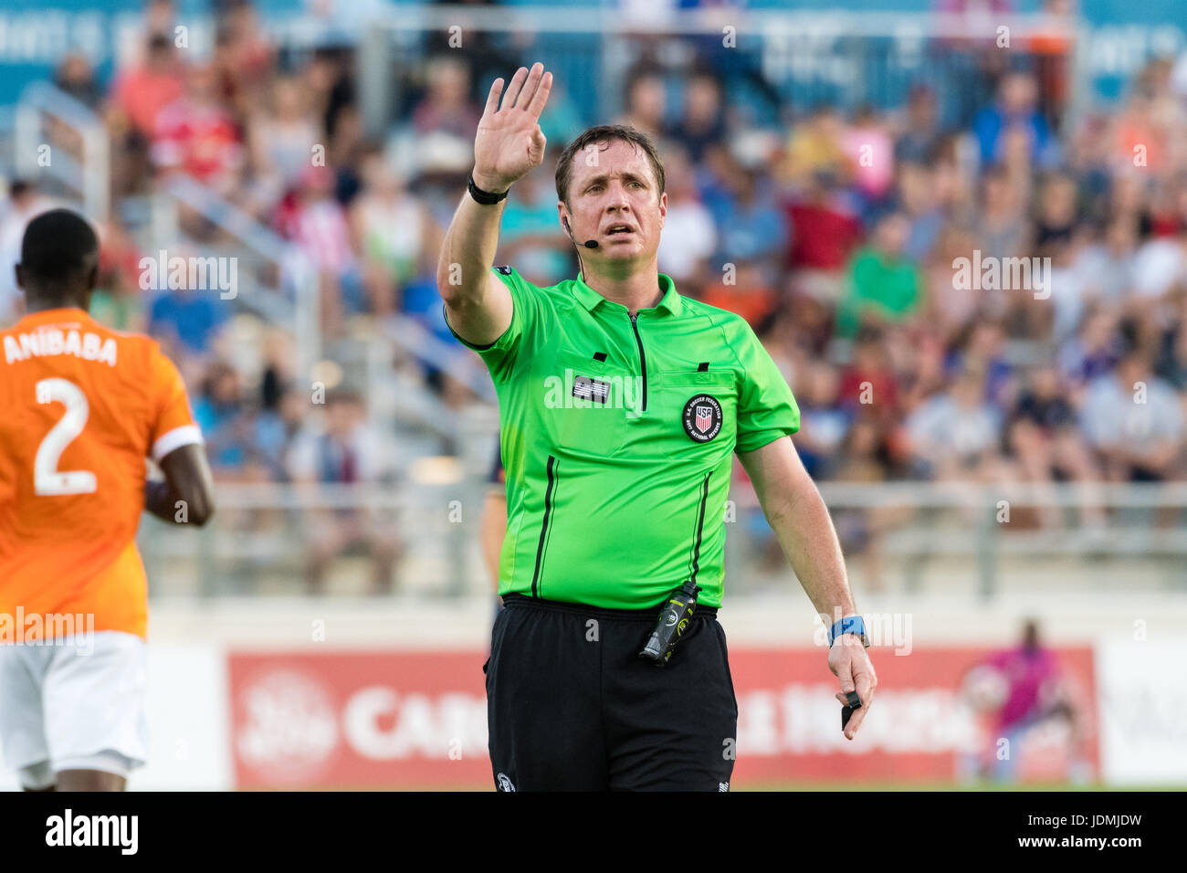 Referee Mark Kadlecik during a 2017 Lamar Hunt U.S. Open Cup match ...