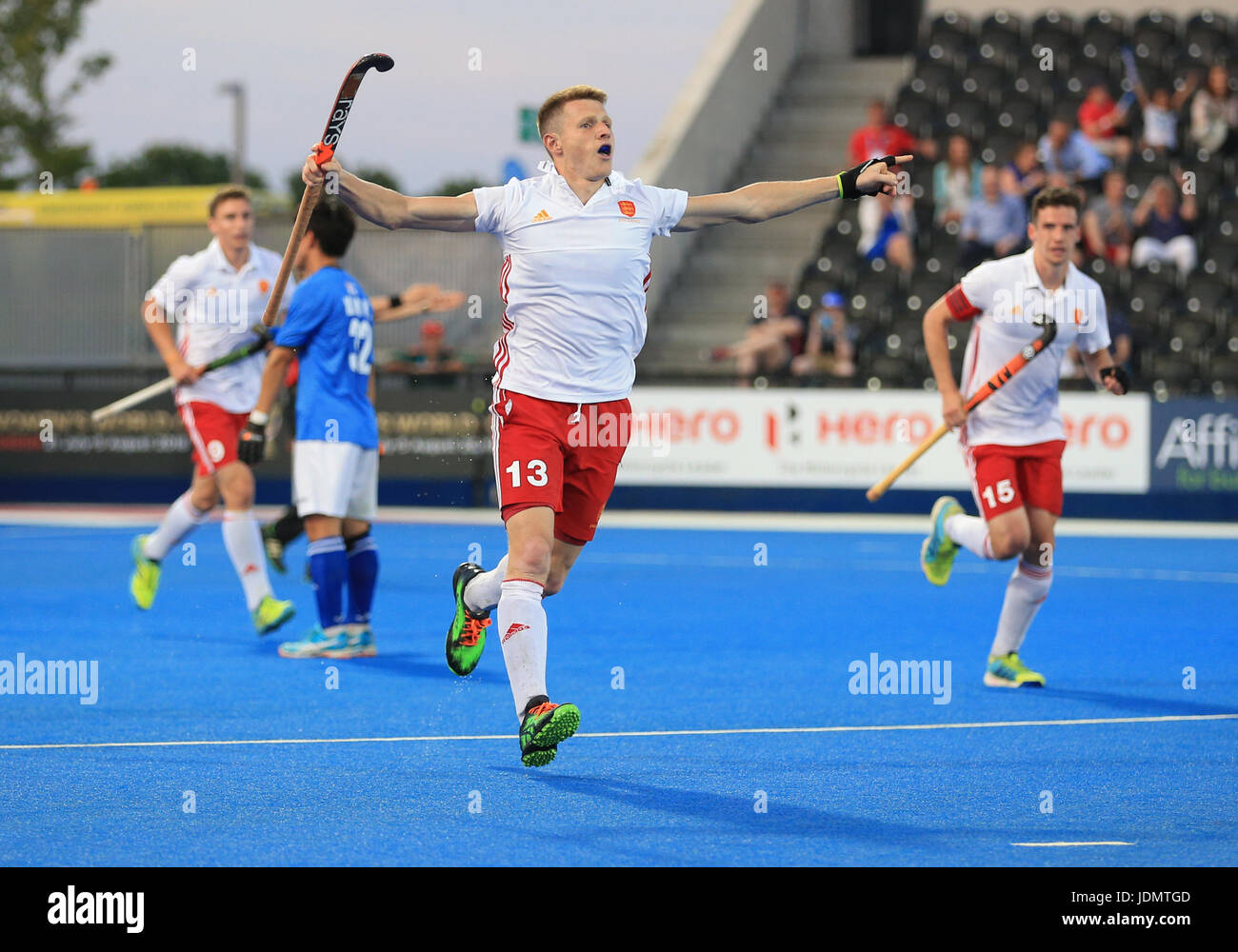 England's Sam Ward celebrates scoring his side's third goal of the game ...