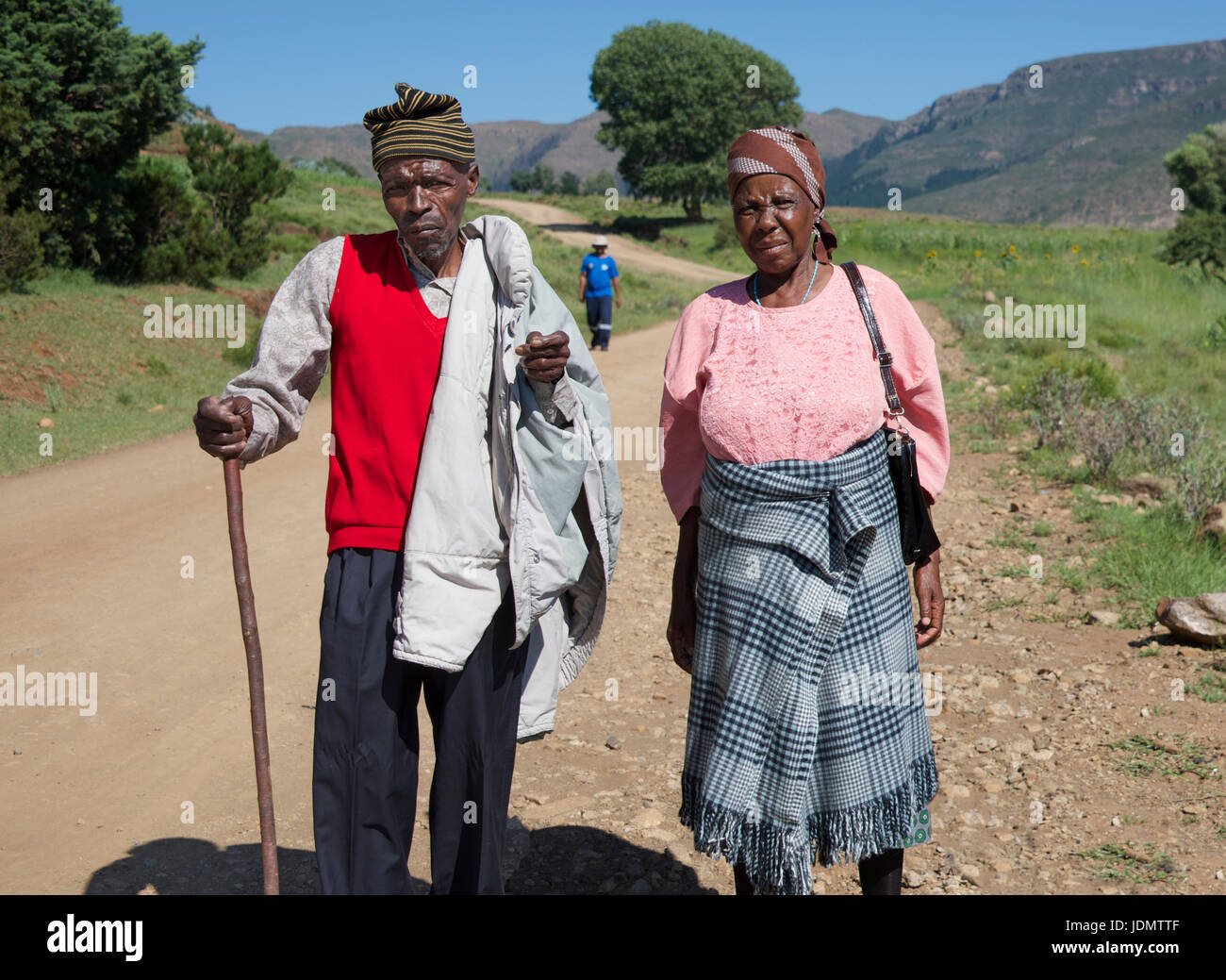 Three locals Malealea Mafeteng District Lesotho Southern Africa Stock ...