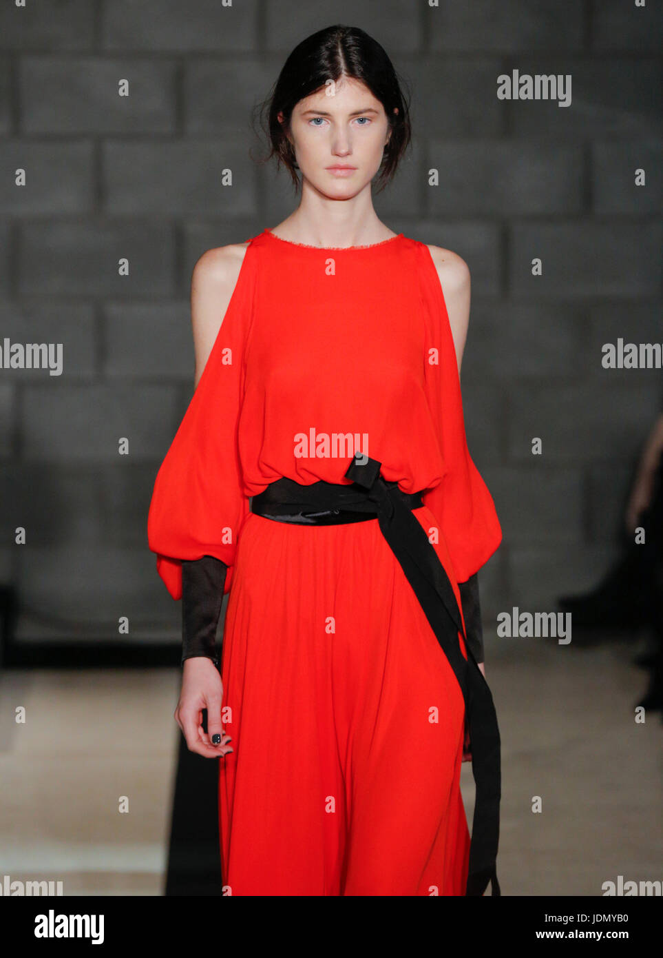 Amanda Wakeley AW16 catwalk at London Fashion Week. Models walking in ...