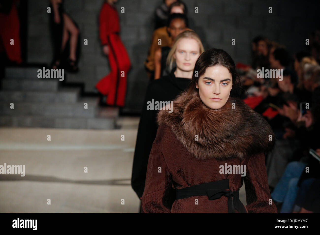 Amanda Wakeley AW16 catwalk at London Fashion Week. Models walking in ...