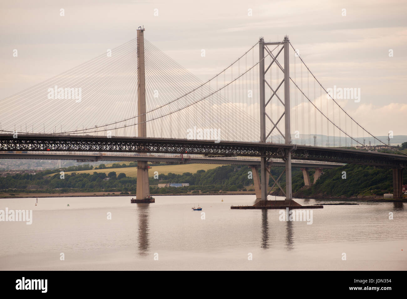 Firth of Forth Rail Bridge, Road Bridges & South Queensferry Stock ...