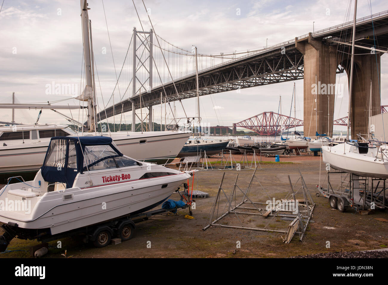Firth of Forth Rail Bridge, Road Bridges & South Queensferry Stock ...