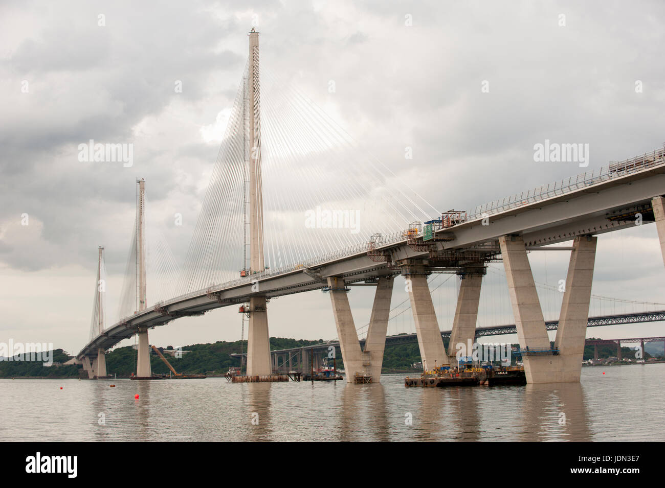 The Queensferry Crossing under construction. Firth of Forth Rail Bridge ...