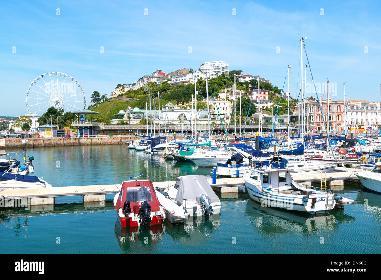 yachts and boats moored in the marina at torquay, devon, england ...