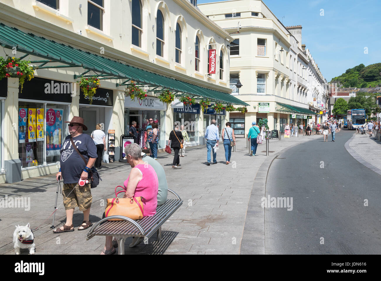 town centre street in torquay, devon, england, britain, uk Stock Photo ...