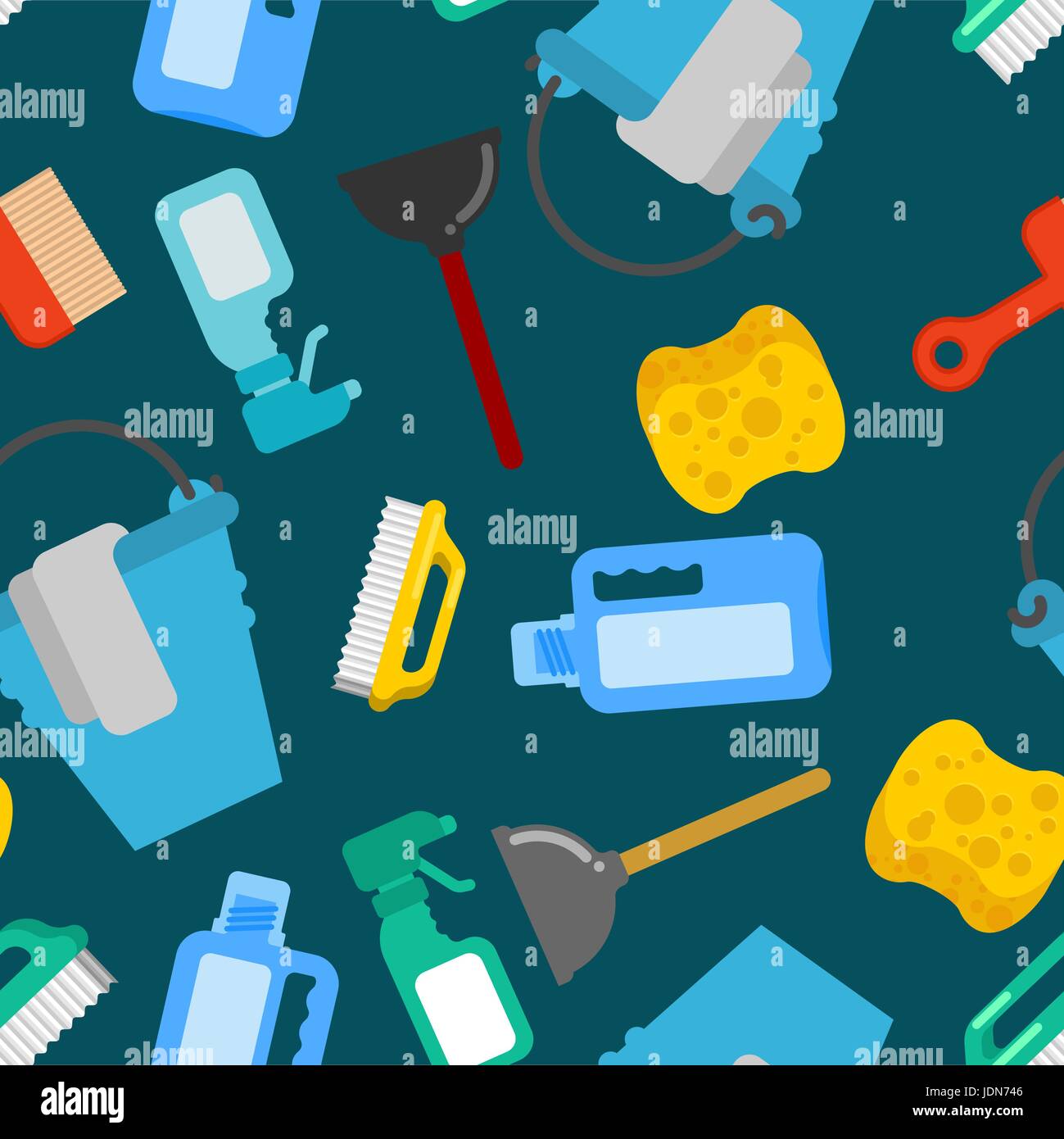 Cleaning seamless pattern. Accessories cleaner background. Brush and ...