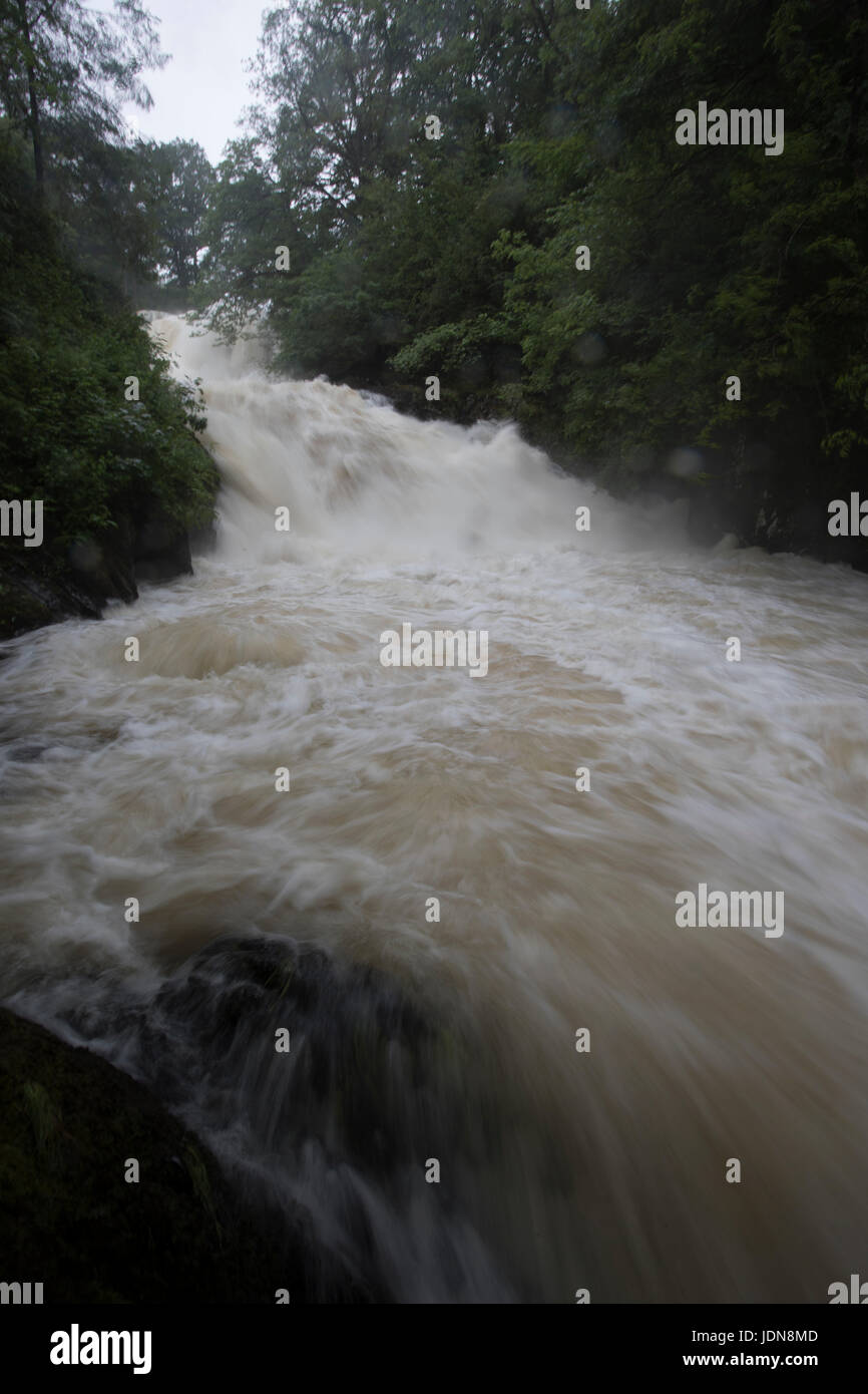 Swallow Falls in Snowdonia after heavy rain Stock Photo - Alamy