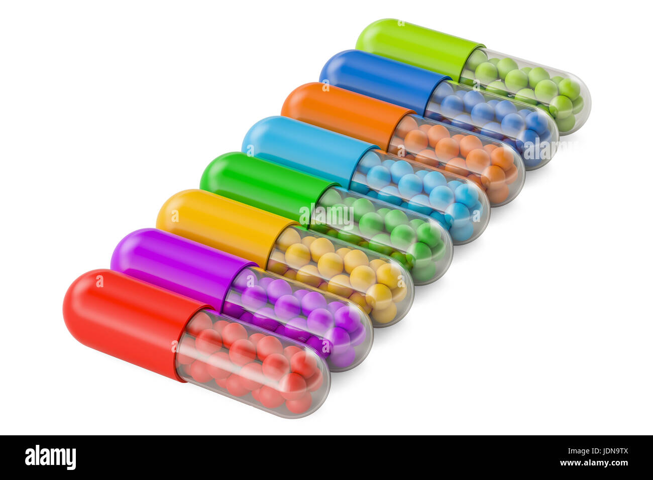 Set of colored medicament capsules, 3D rendering Stock Photo - Alamy