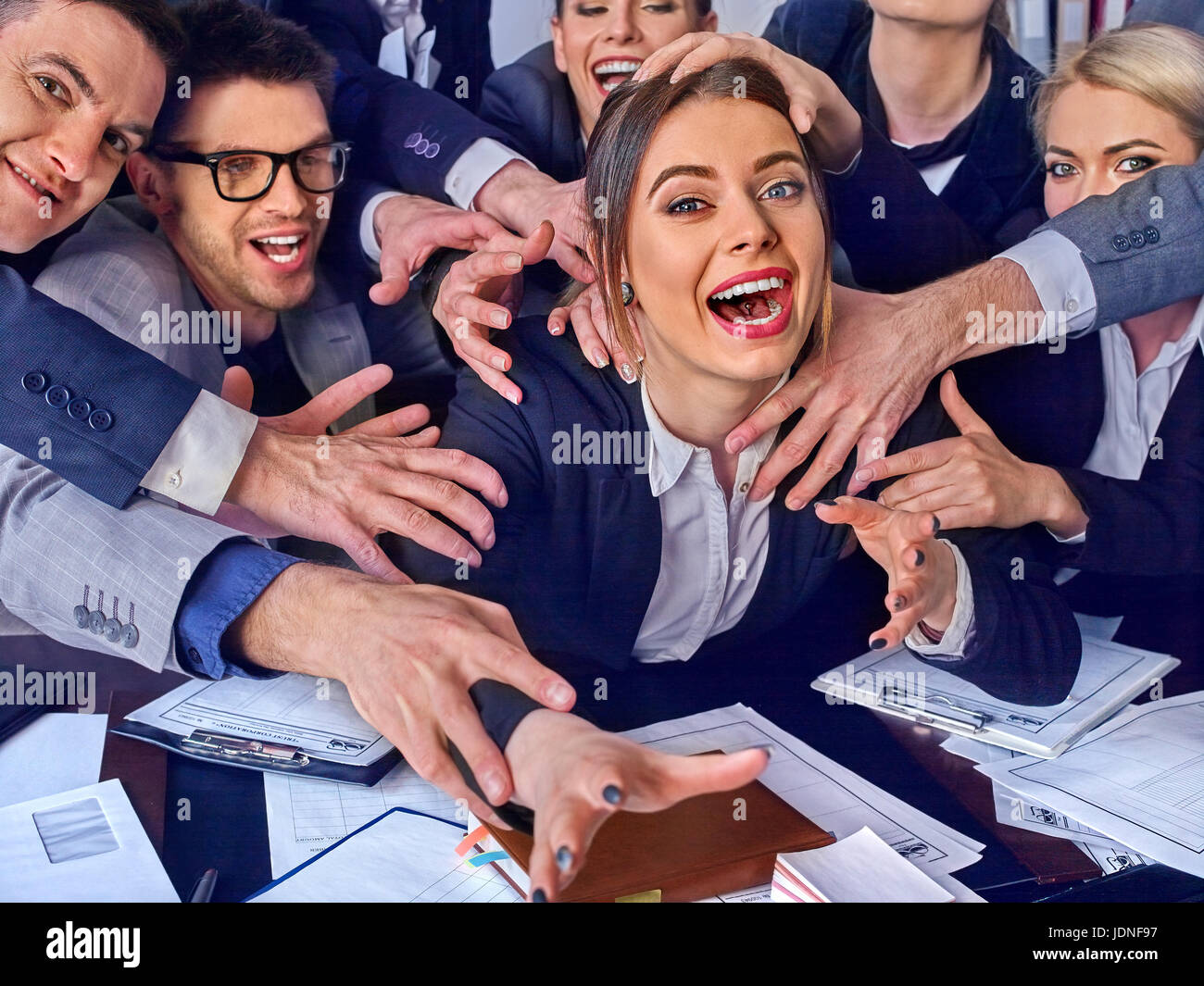 Business people office. Team people are unhappy with their leader Stock ...