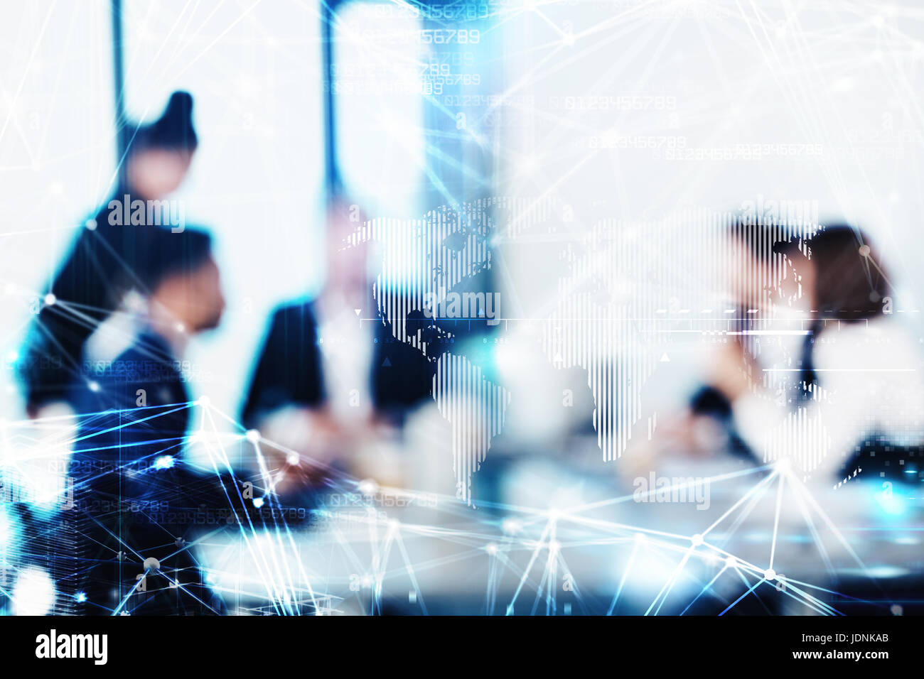 Blurred background with futuristic effect of business people Stock ...