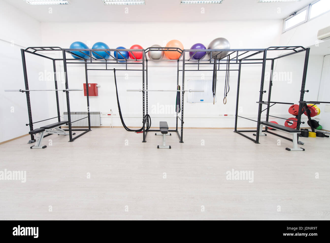 Equipment And Machines At The Modern Gym Room Fitness Center Stock ...