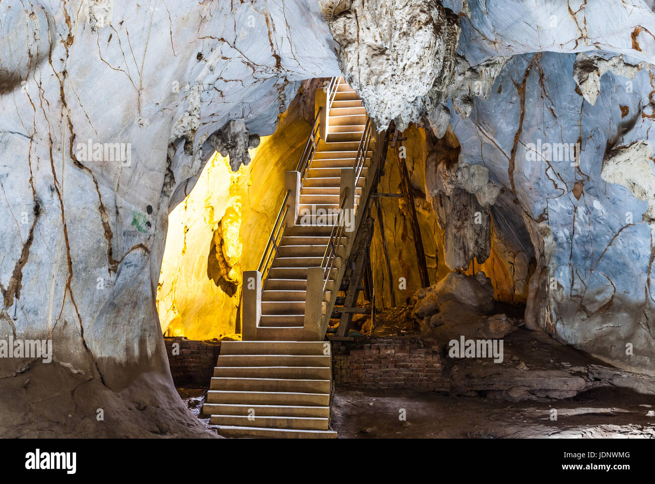 Inside Beautiful Cave with Stairway Stock Photo - Alamy