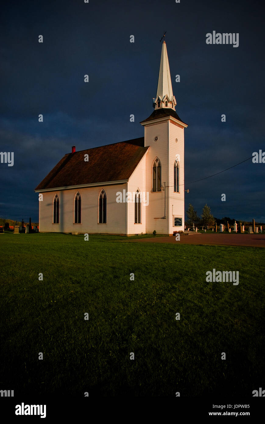 The Cape Traverse Free Church at sunset on Route 10, Prince Edward ...