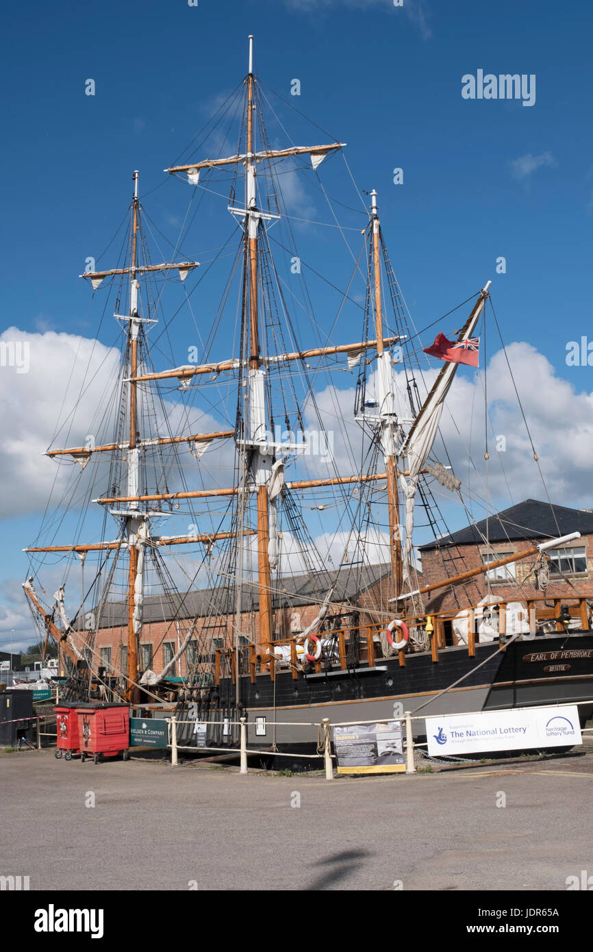 Three-masted barque Earl of Pembroke in dry dock at Gloucester for ...
