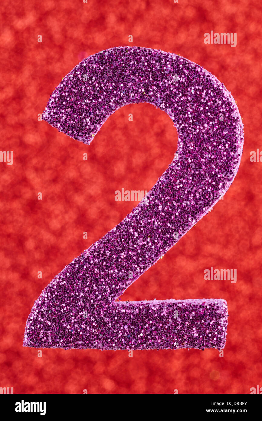 Number two purple color over a red background. Anniversary. Vertical ...