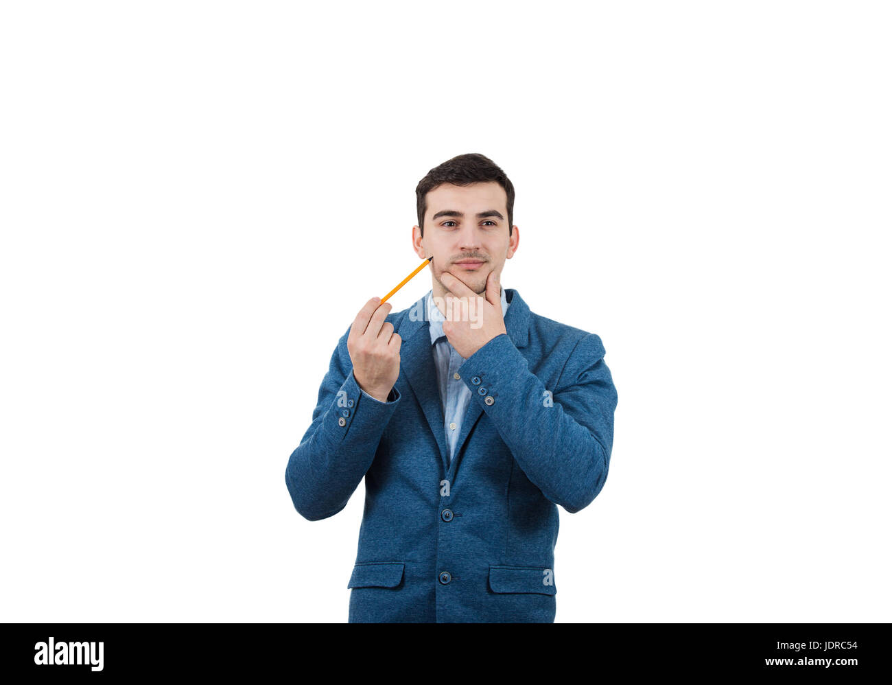 Business man Setting goals, having ideas and imaginations.Isolated on ...