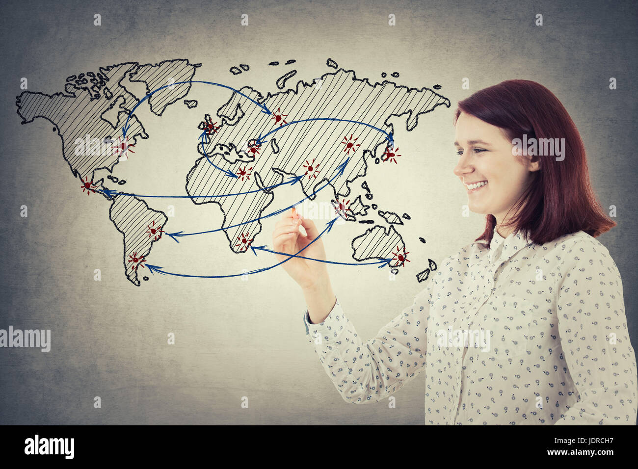 Pencil drawing world map hi-res stock photography and images - Alamy