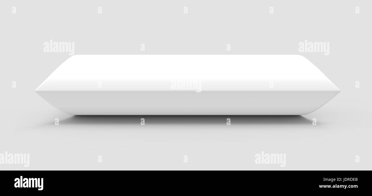 side view white 3d rendering blank pillow box, isolated gray background ...