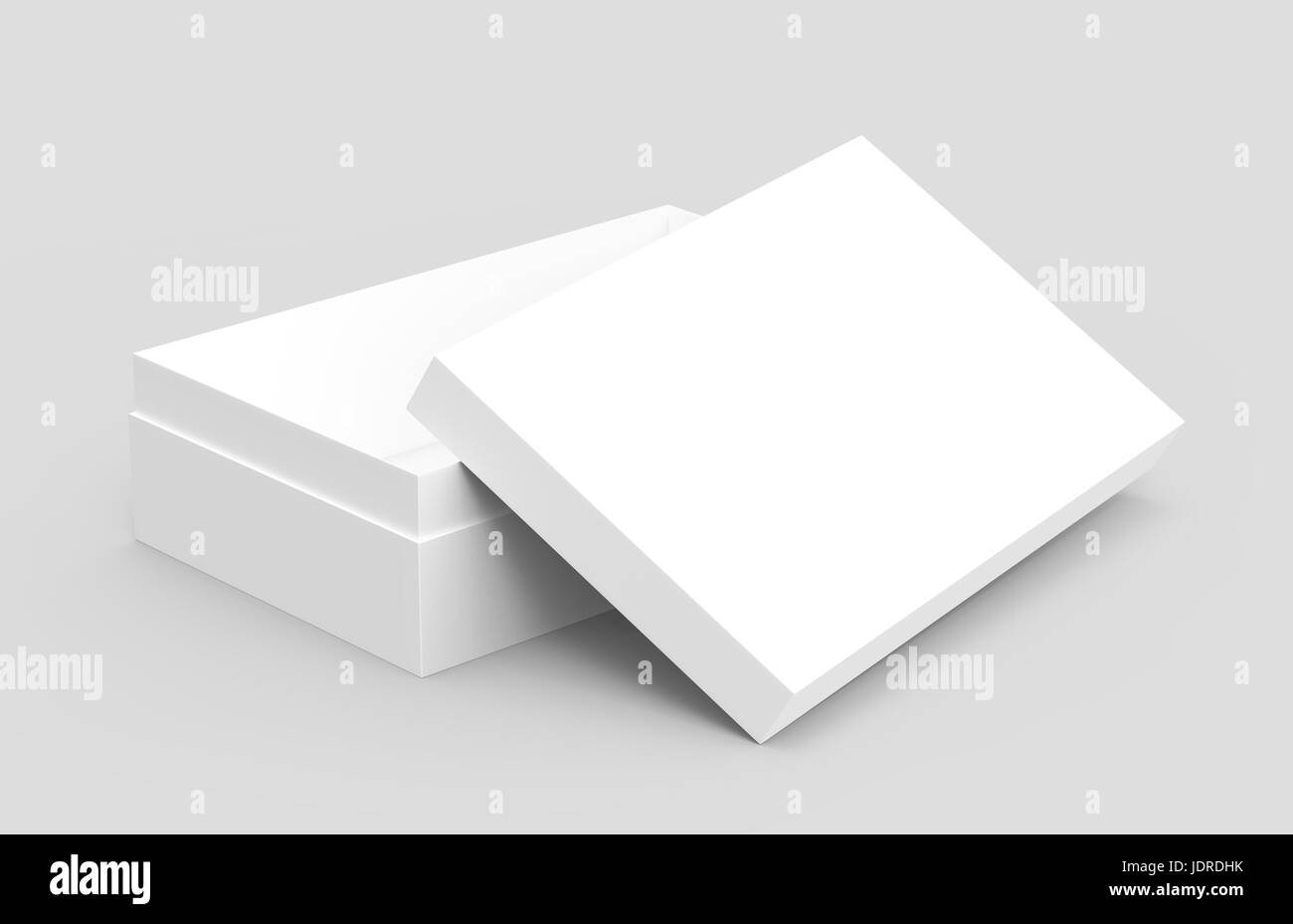 left tilt white 3d rendering blank rectangular open box with box ...