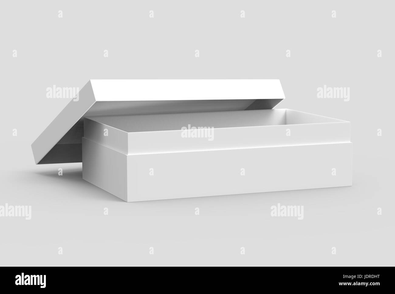 left tilt white 3d rendering blank rectangular open box with box ...