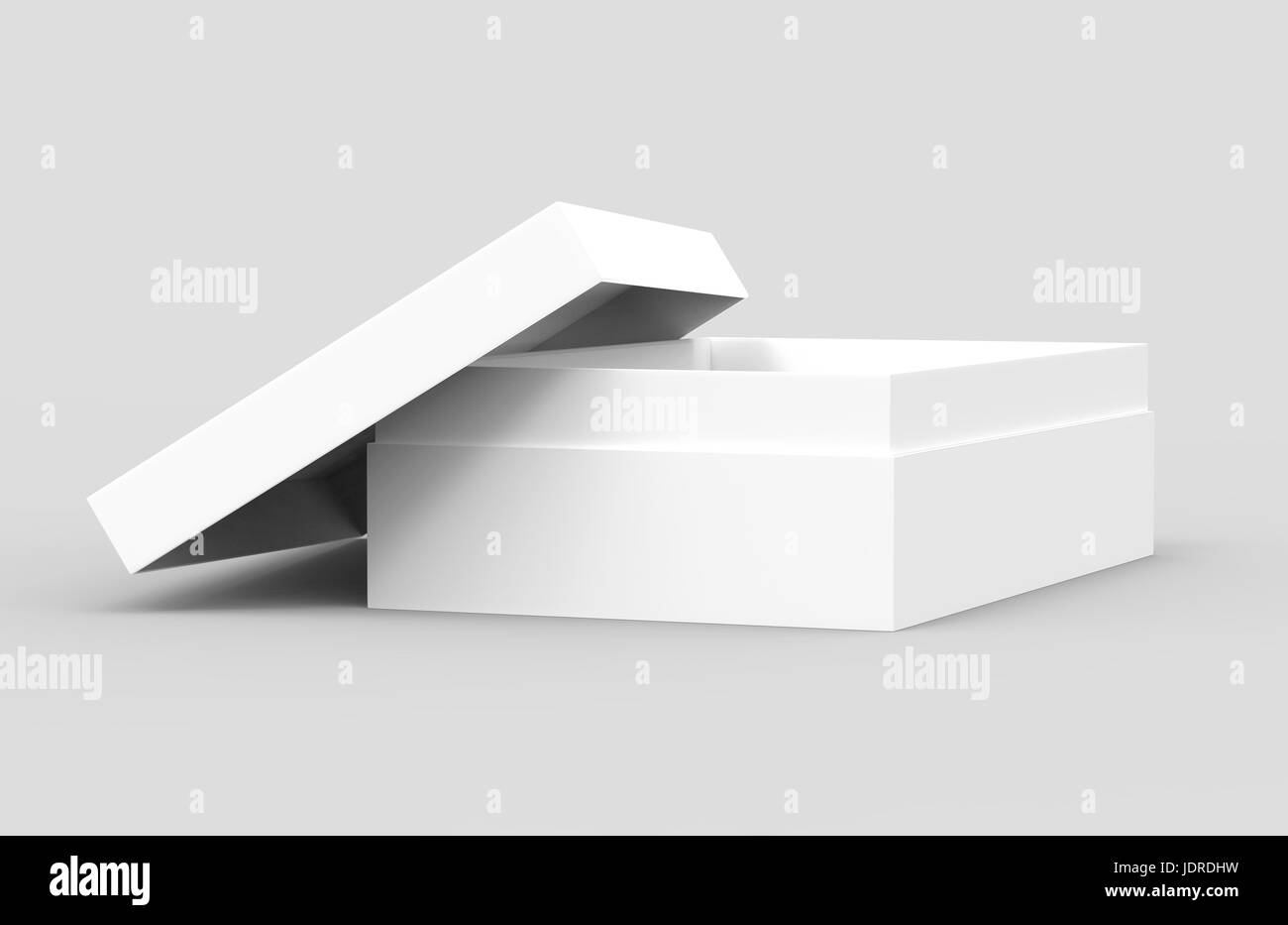 white 3d rendering blank rectangular open box with box separate lid ...