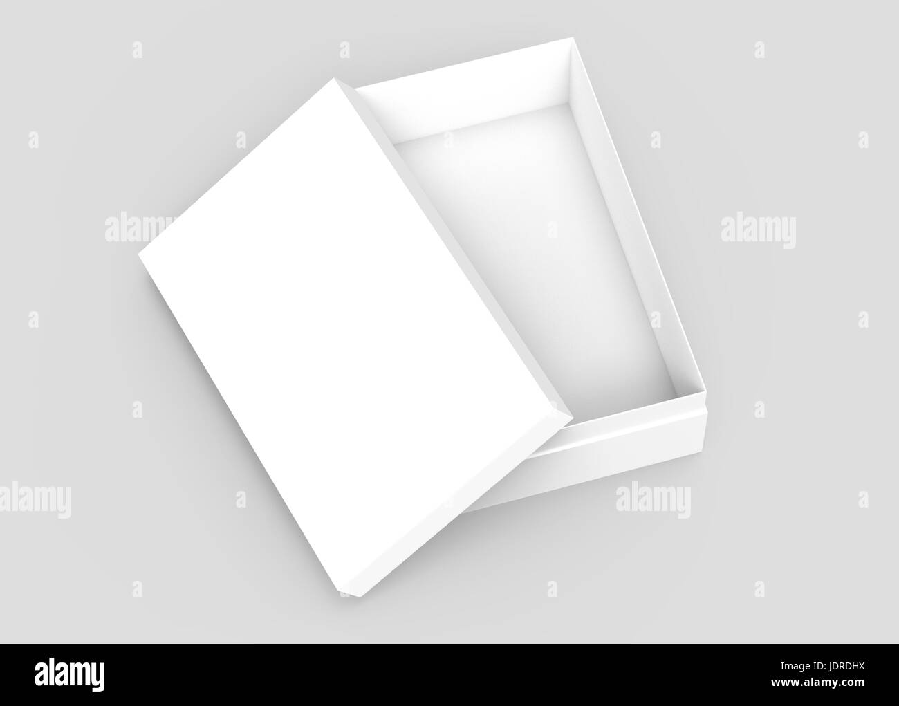 right tilt white 3d rendering blank open rectangular box with box ...