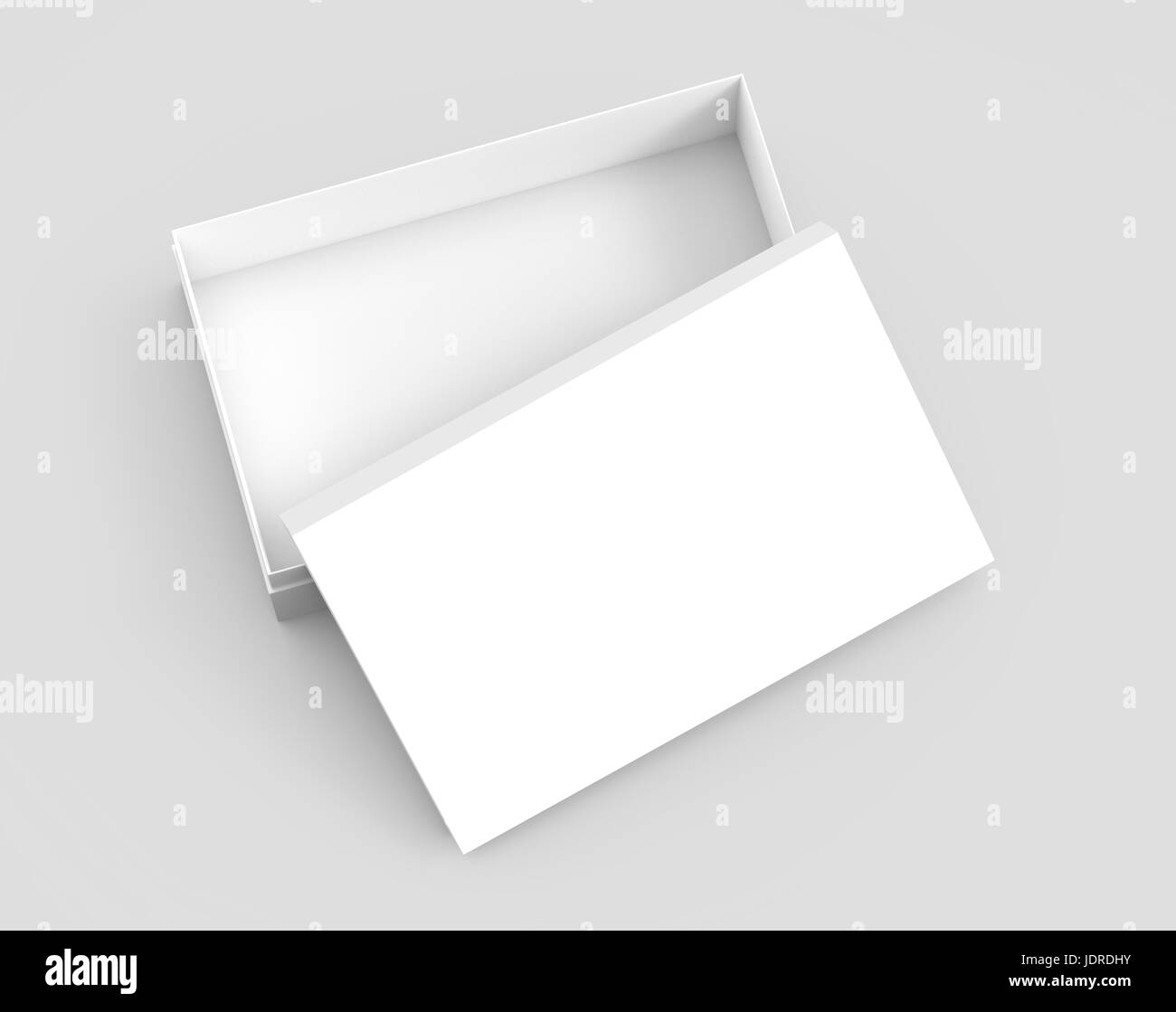 left tilt white 3d rendering blank open rectangular box with box ...