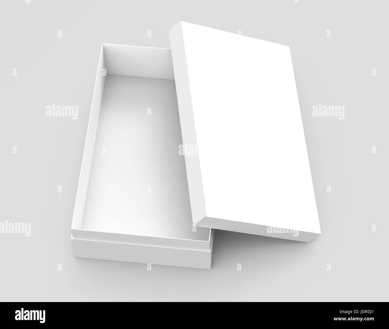 white 3d rendering blank rectangular open box with box separate lid ...