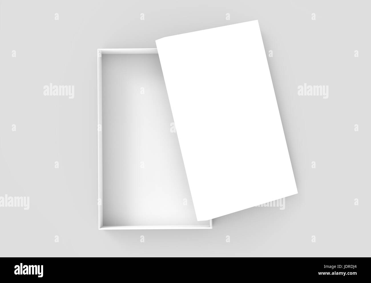 white 3d rendering blank open rectangular box with box separate lid ...