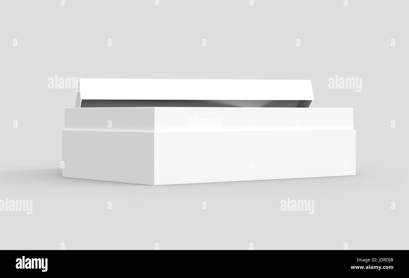 left tilt white 3d rendering blank rectangular open box with box ...