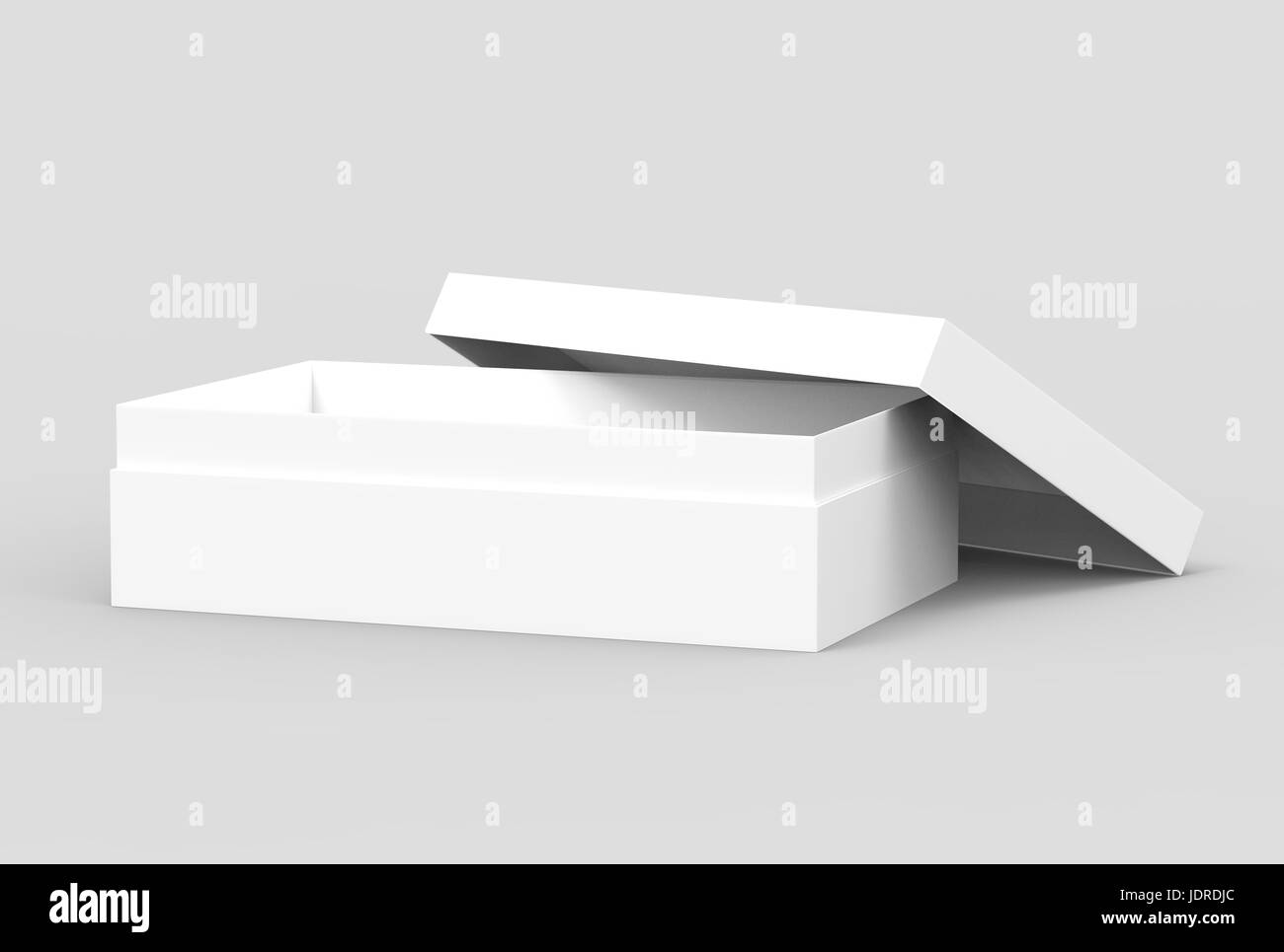 right tilt white 3d rendering blank rectangular open box with box ...