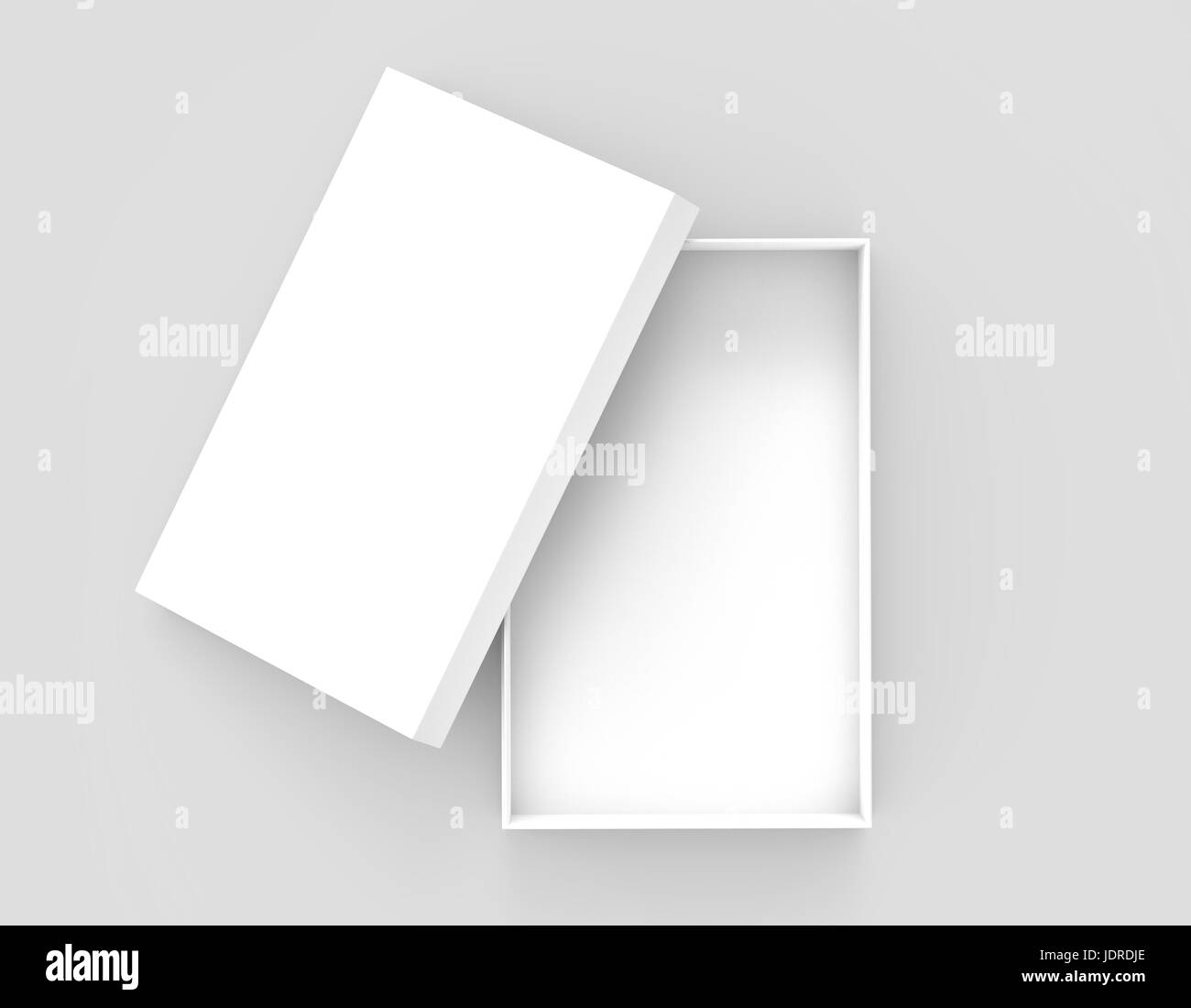 white 3d rendering blank open rectangular box with box separate lid ...