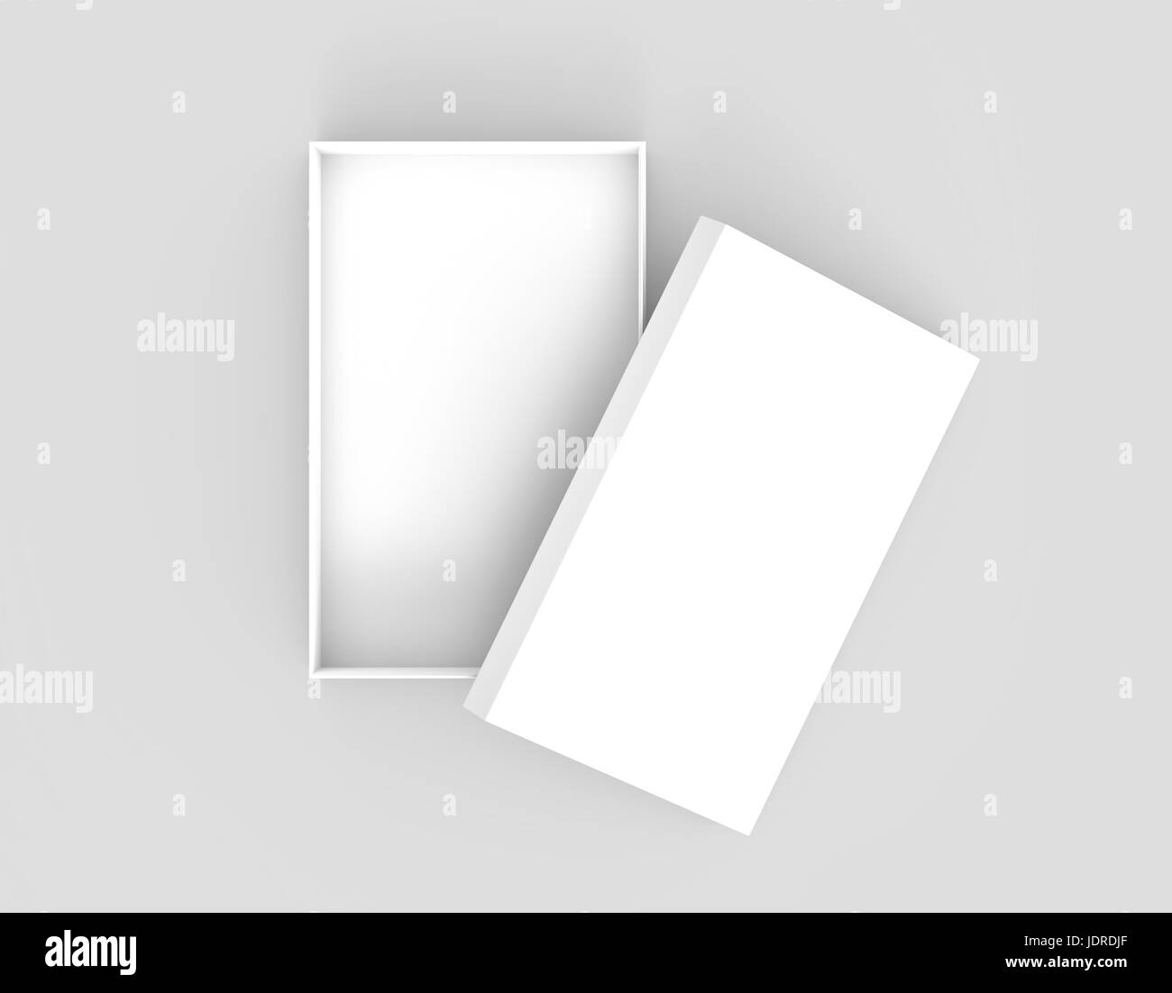 white 3d rendering blank open rectangular box with box separate lid ...