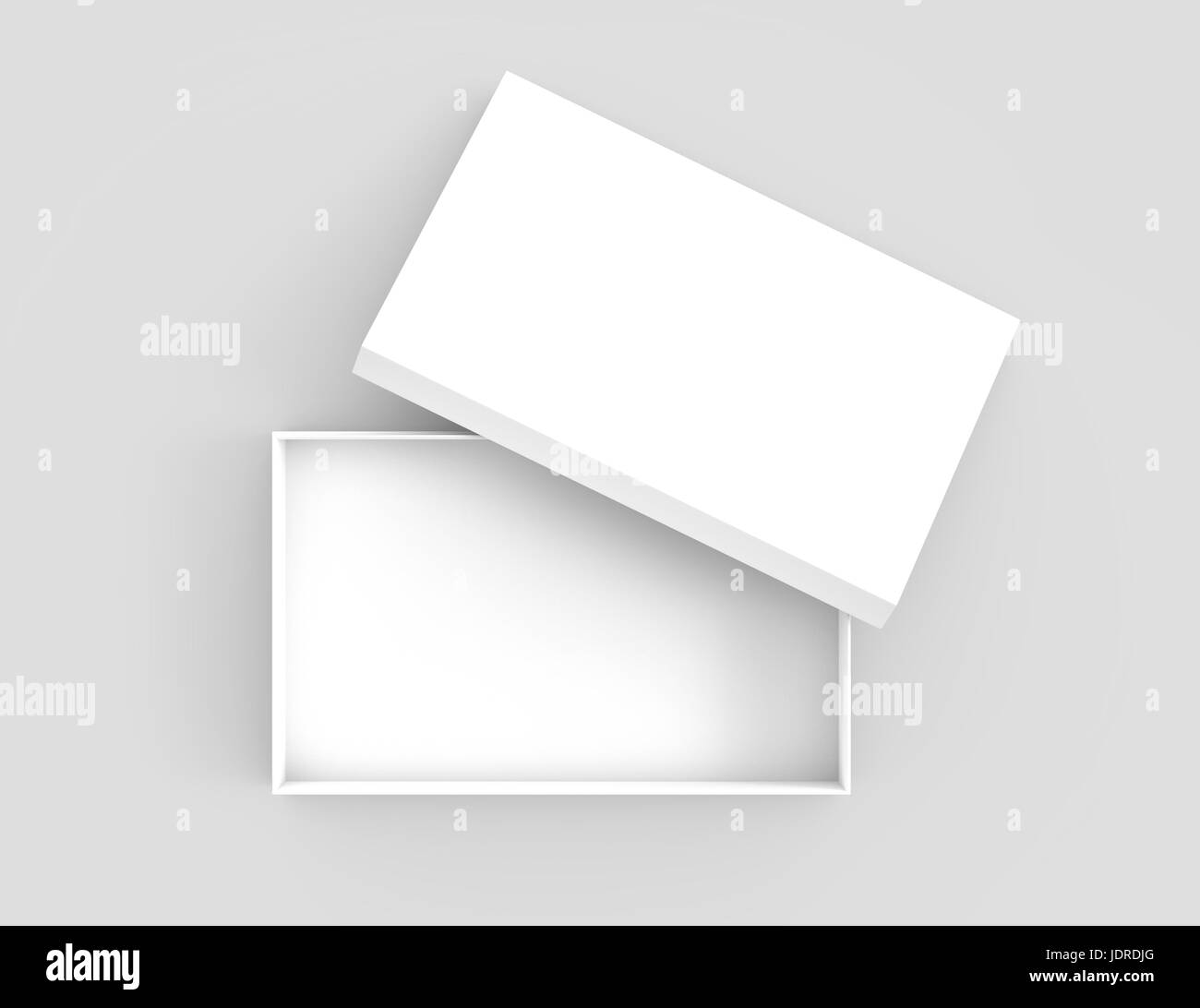 white 3d rendering blank open rectangular box with box separate lid ...