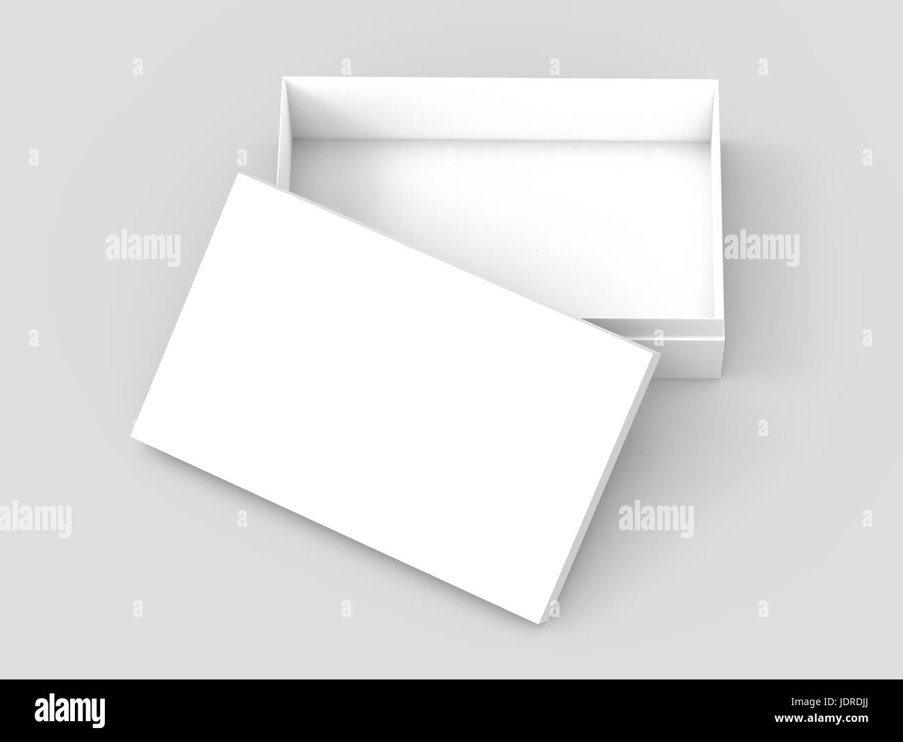 white 3d rendering blank open rectangular box with box separate lid ...