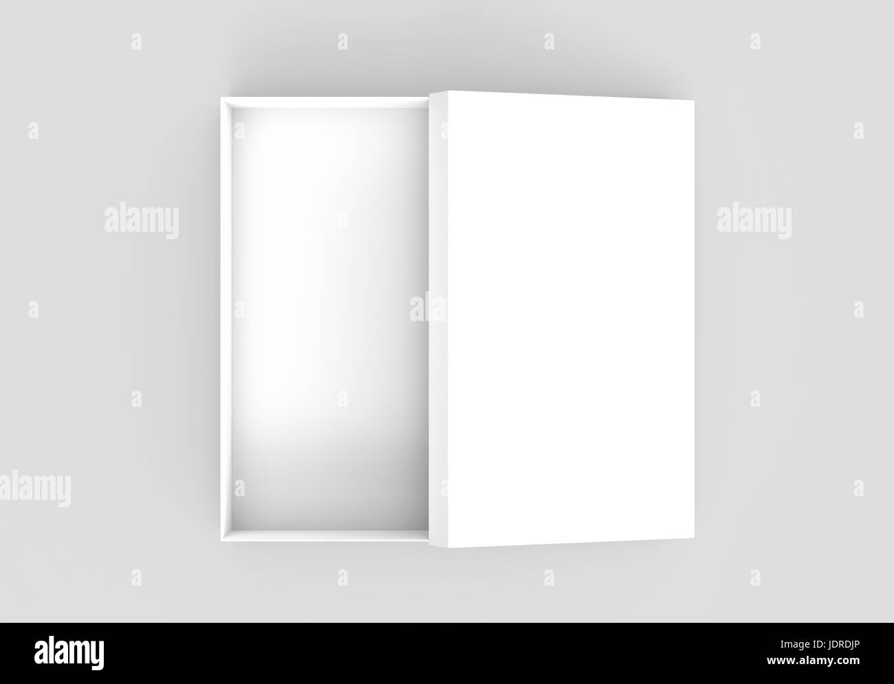 white 3d rendering blank open rectangular box with box separate lid ...