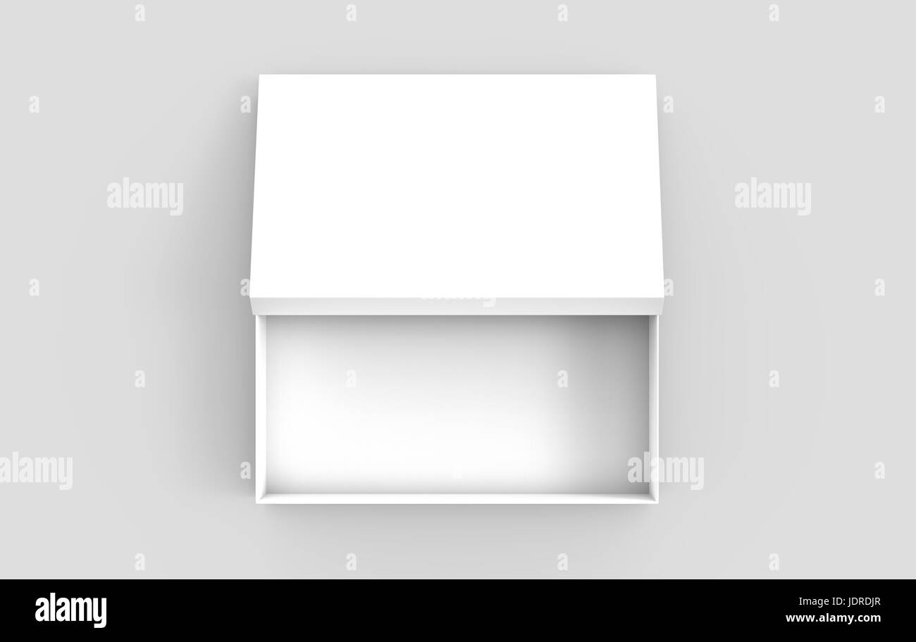 white 3d rendering blank open rectangular box with box separate lid ...