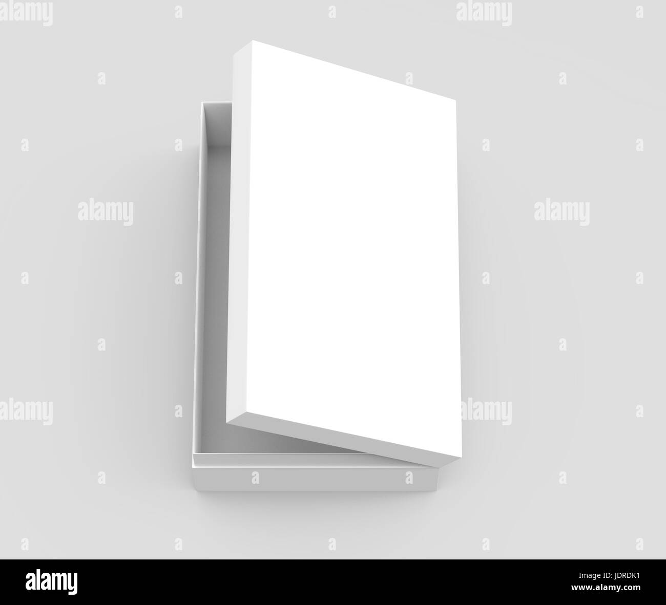 white 3d rendering blank open rectangular box with box separate lid ...