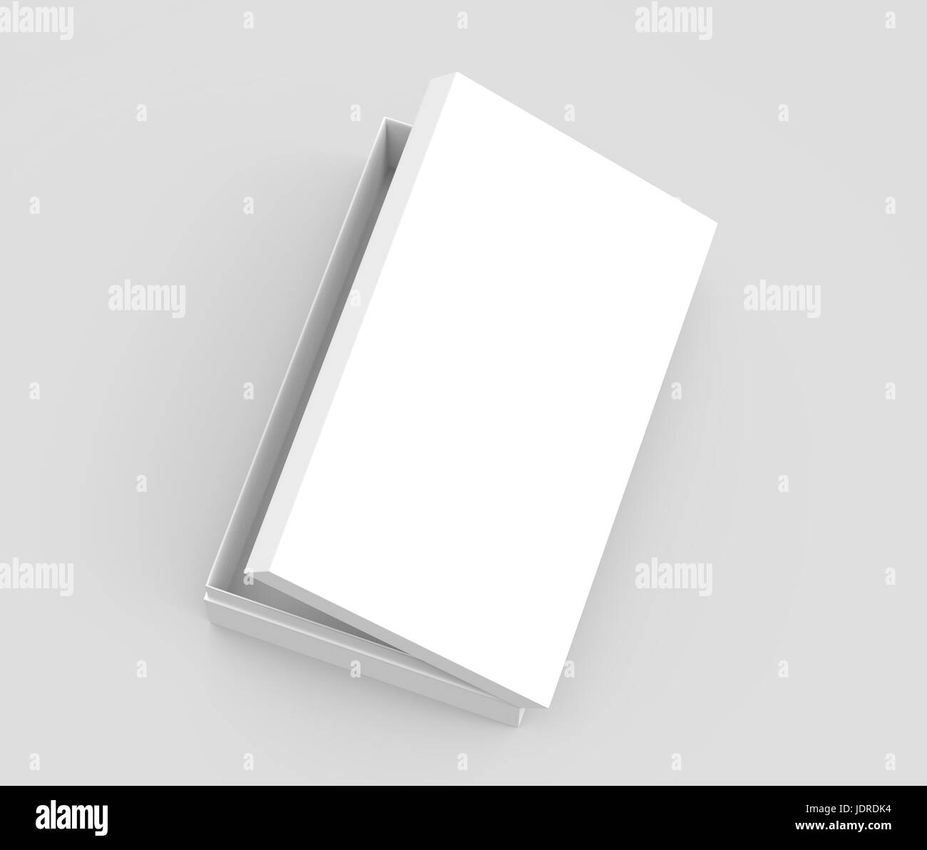 white 3d rendering blank open rectangular box with box separate lid ...