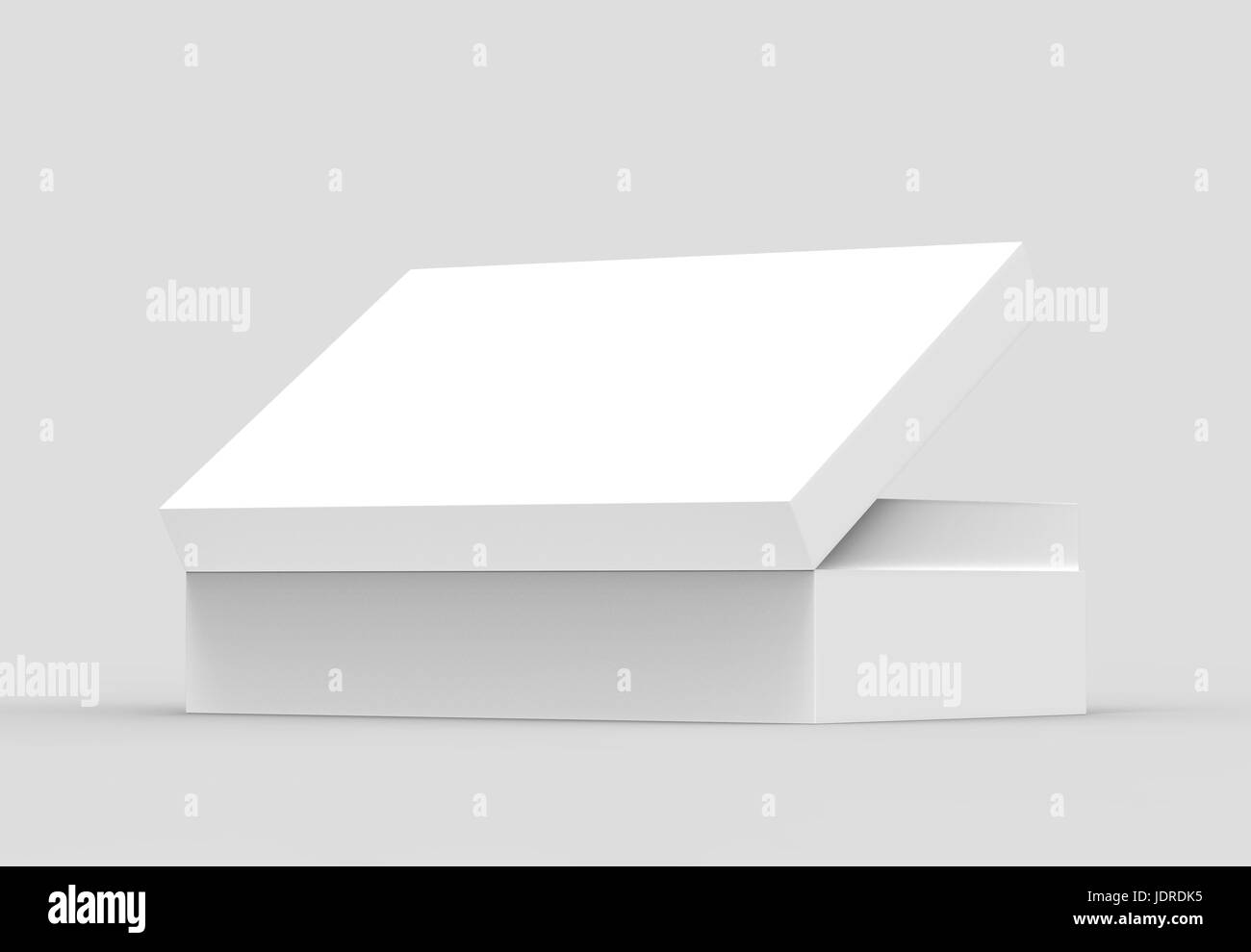 right tilt white 3d rendering blank rectangular open box with box ...