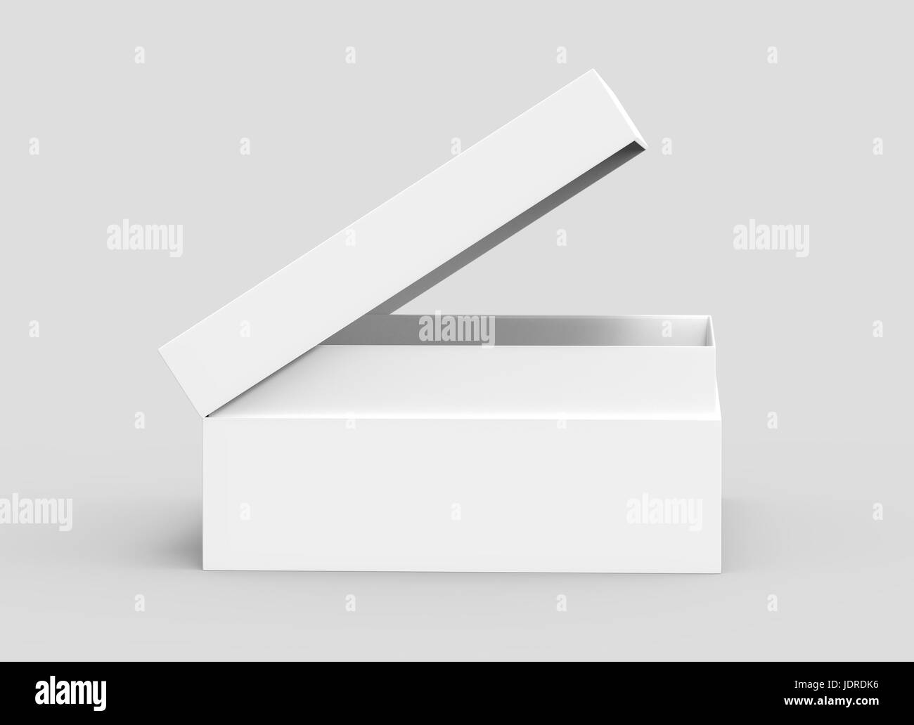 white 3d rendering blank rectangular open box with box separate lid ...