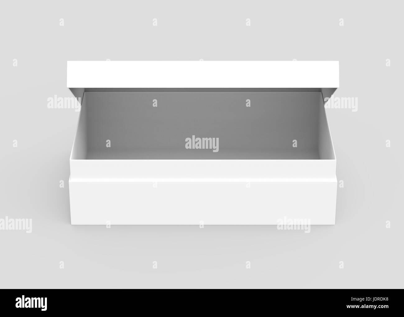 white 3d rendering blank rectangular open box with box separate lid ...