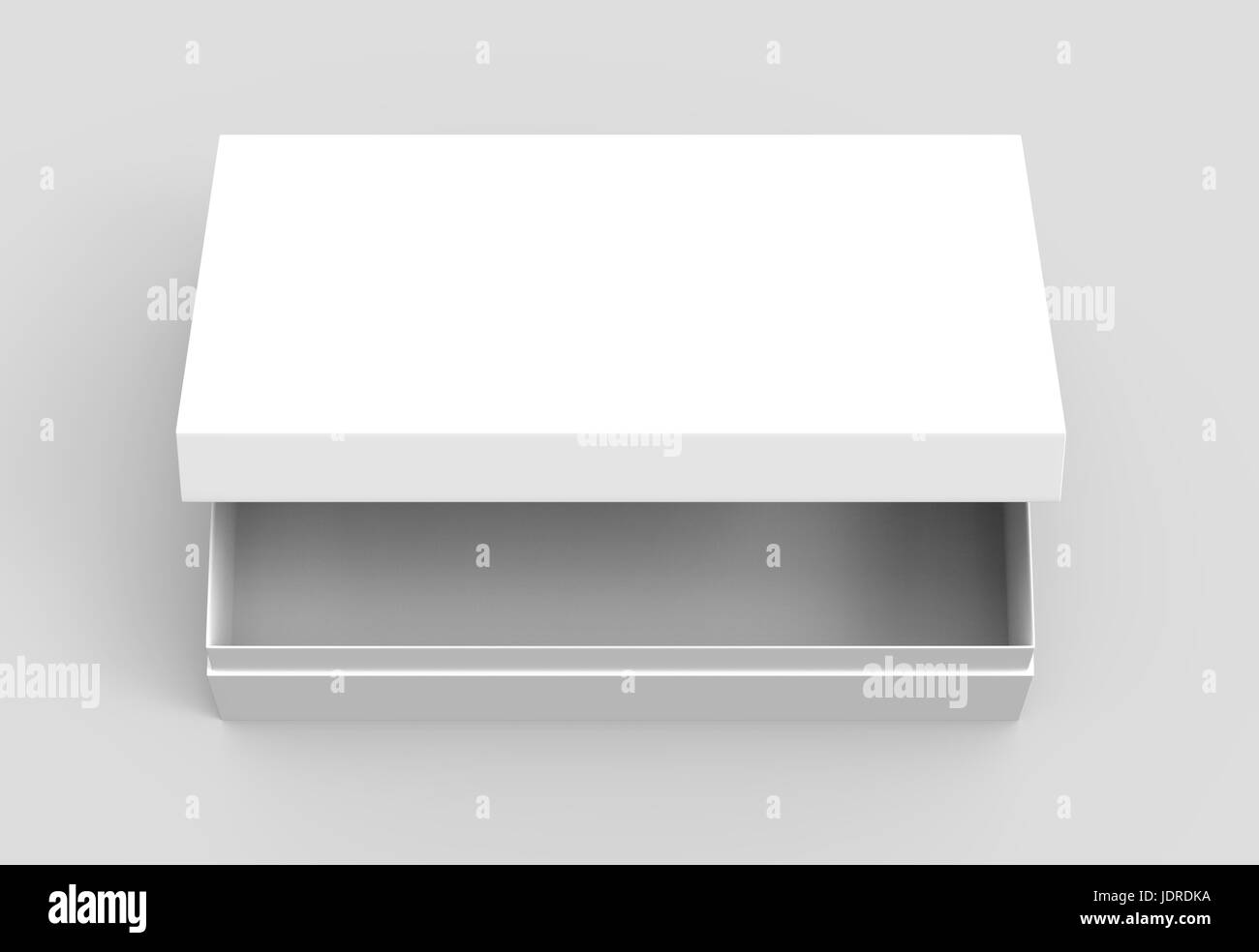 white 3d rendering blank open rectangular box with box separate lid ...