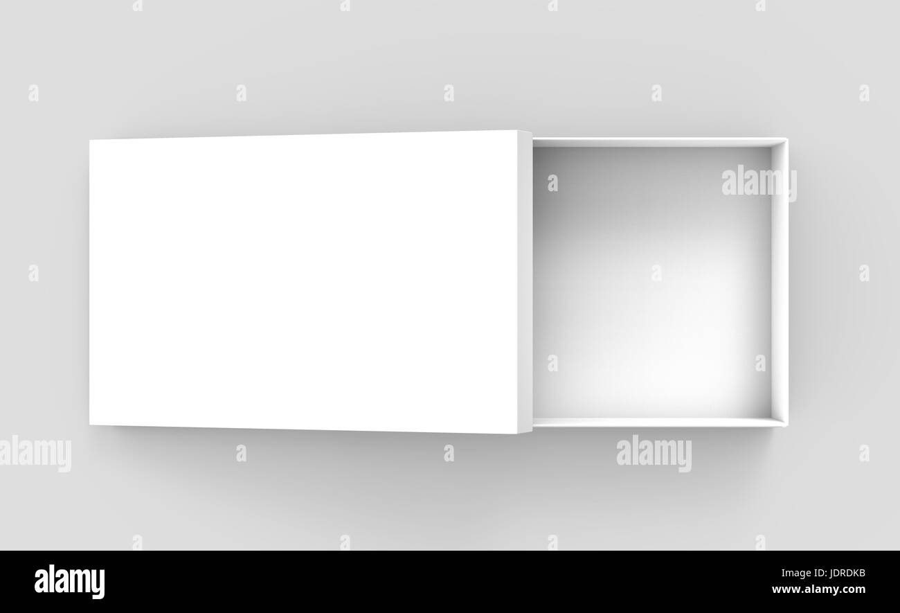 white 3d rendering blank open rectangular box with box separate lid ...