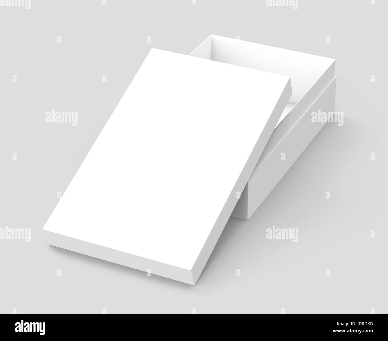 left tilt white 3d rendering blank rectangular open box with box ...